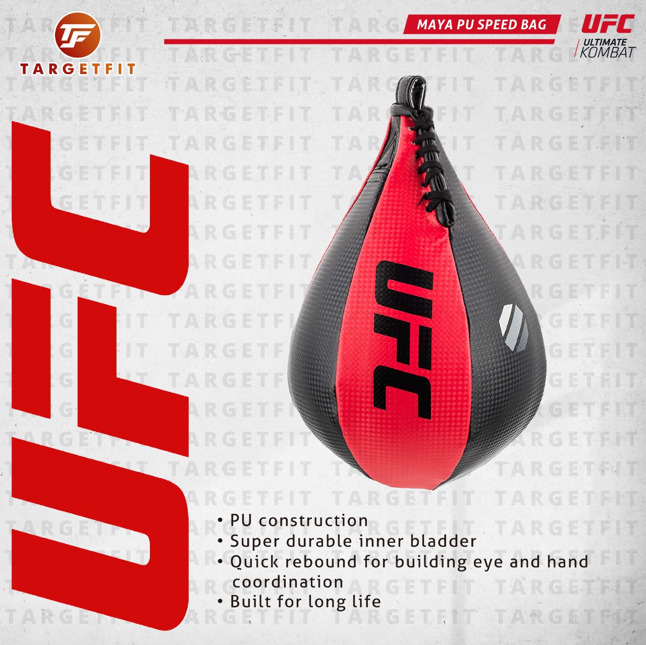 UFC Maya PU Speed Bag Black Red - Fitness Store